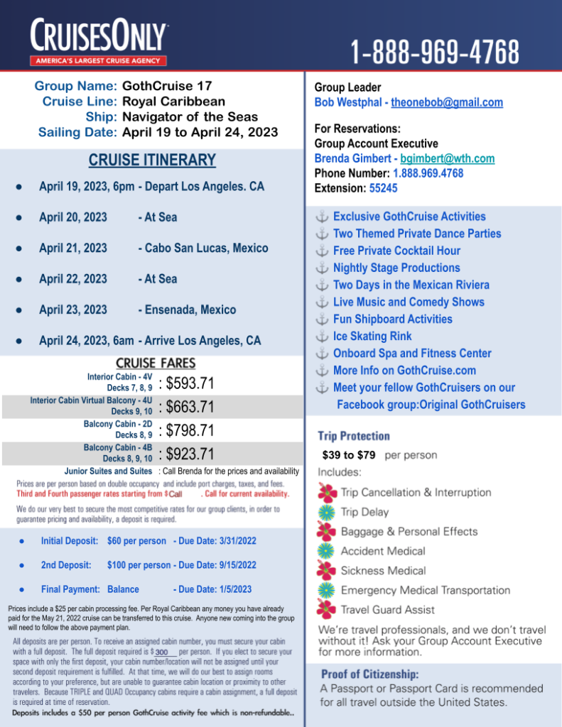 Book Now | GothCruise