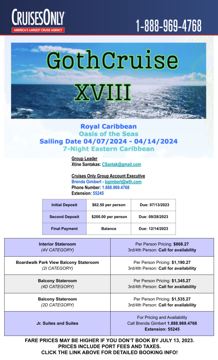 Book Now | GothCruise